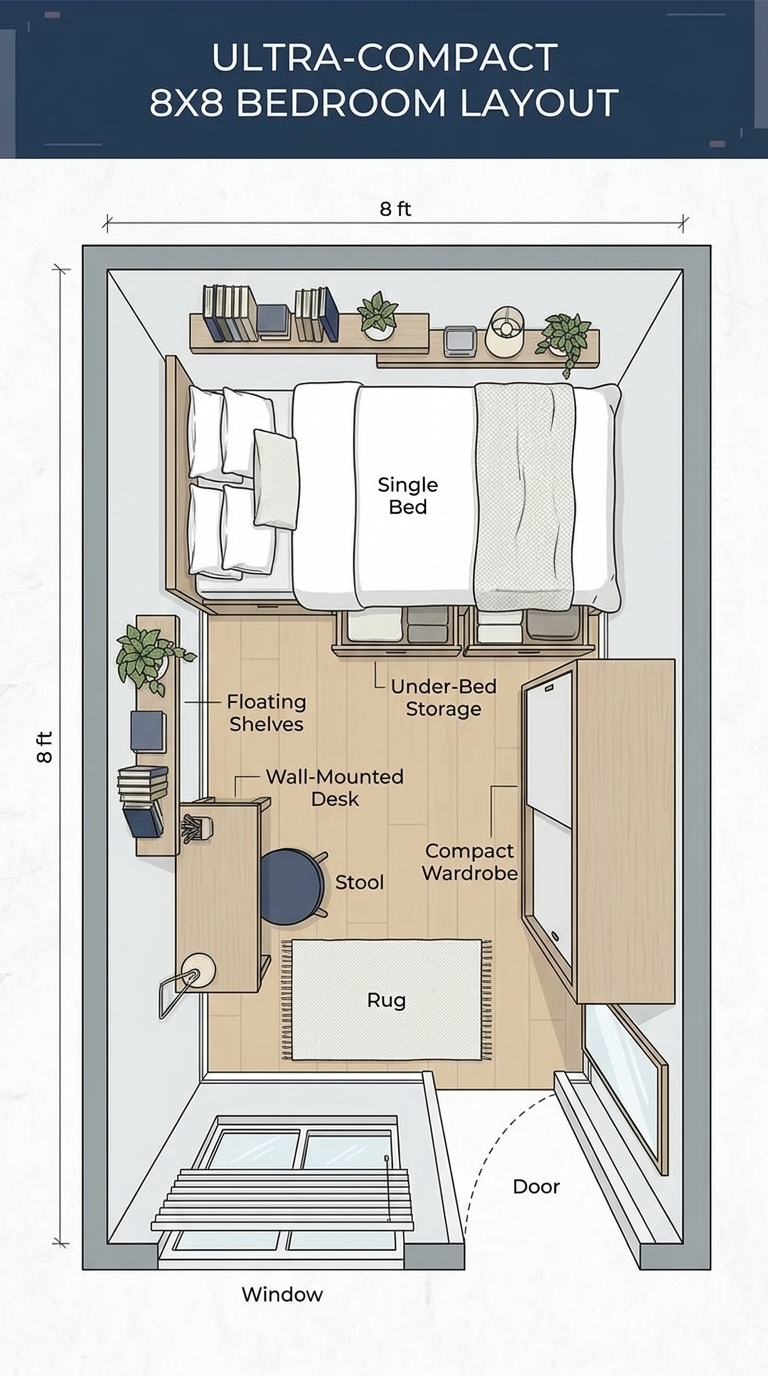 50 Smart Bedroom Layout Ideas to Maximize Small Spaces (3D Floor Plans ...